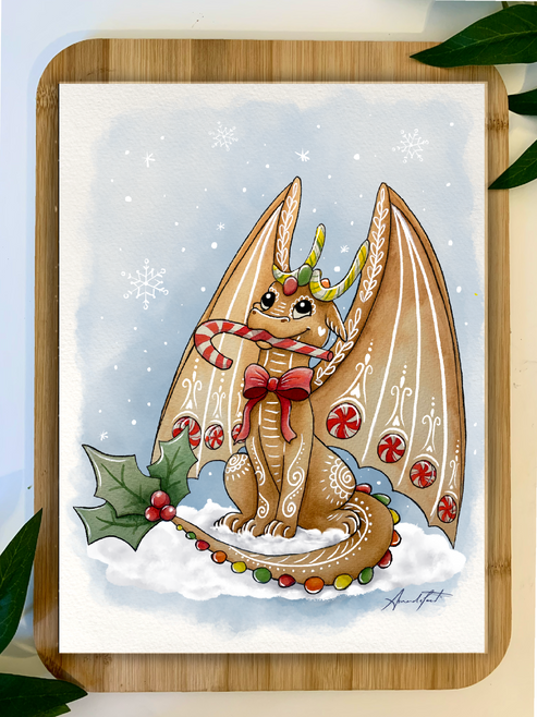 Gingerbread Dragon Print – Parente Illustration