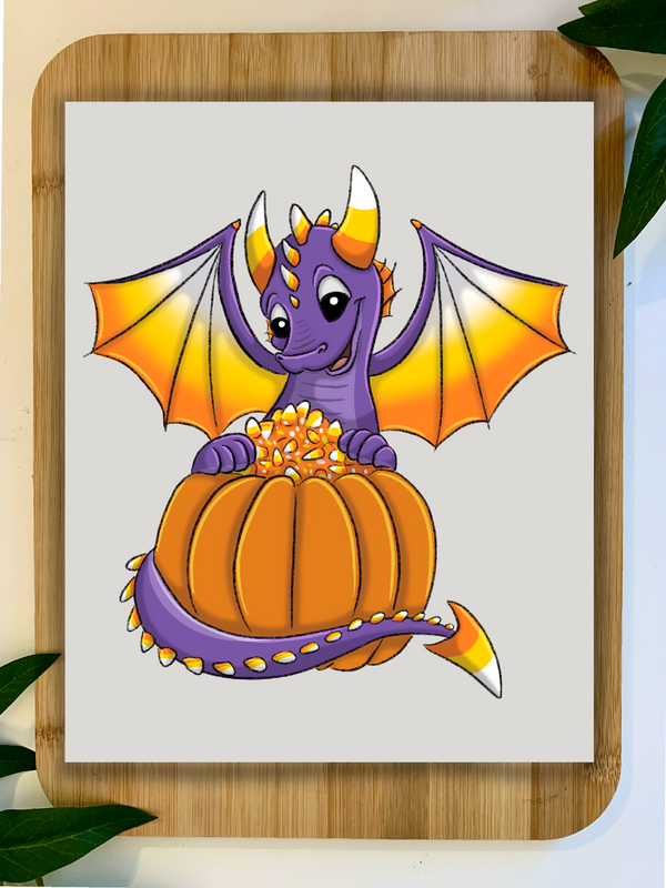 Candy Corn Dragon Print – Parente Illustration